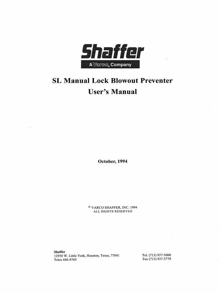 BOP Shaffer Mann (Trư NG) | PDF | Nut (Hardware) | Mechanical Engineering