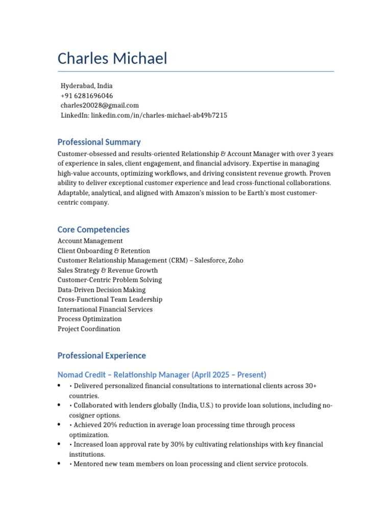Relationship & Account Manager Profile | PDF | Customer Relationship ...