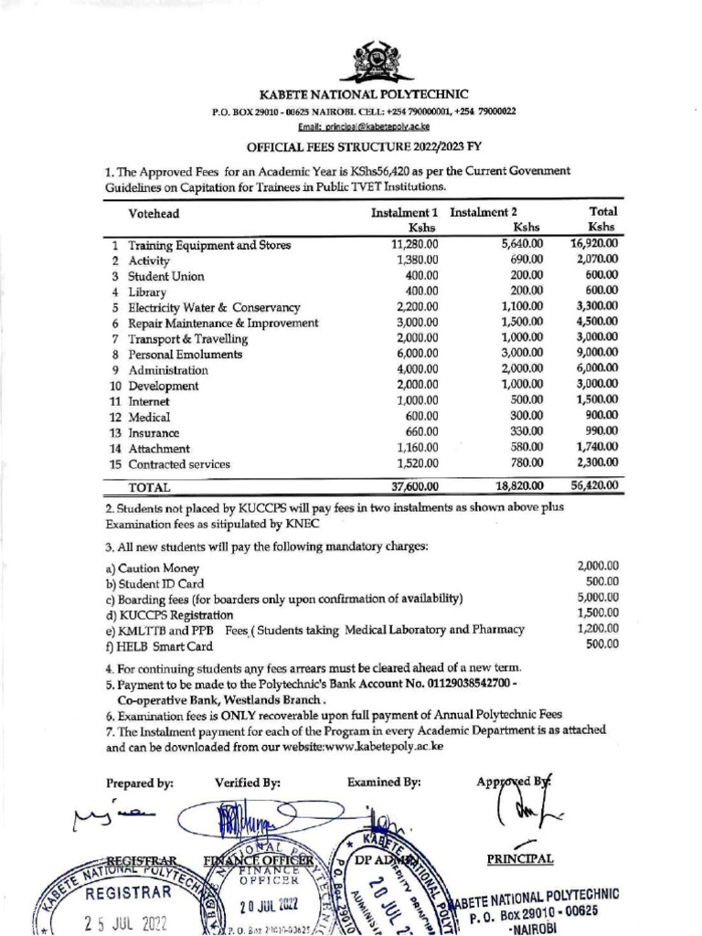 OFFICIAL FEES STRUCTURE-compressed | PDF