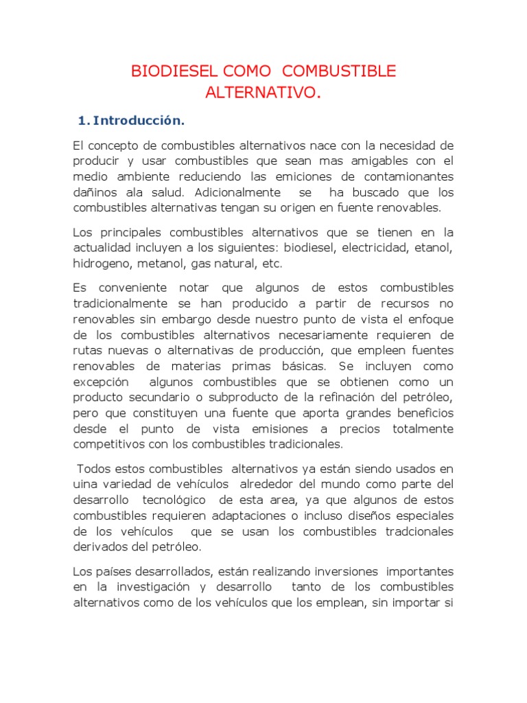 Biodiesel: Combustible Alternativo Ecológico | PDF | Biodiésel ...