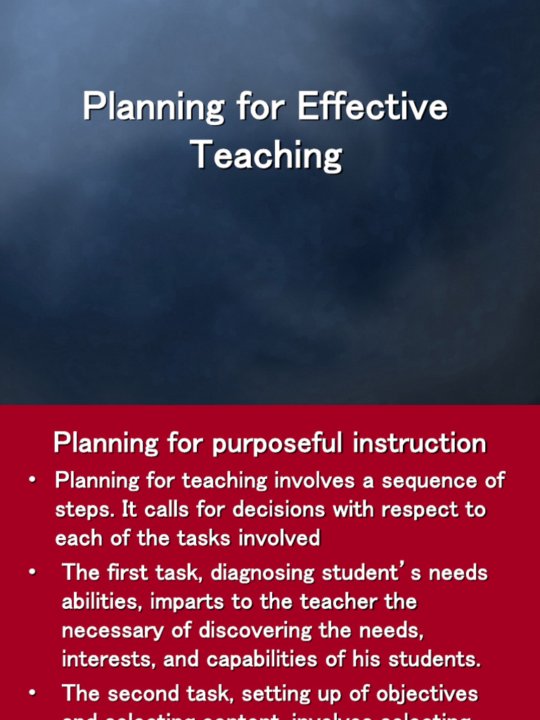 Effective Teaching Planning Guide | PDF | Learning | Behavior Modification