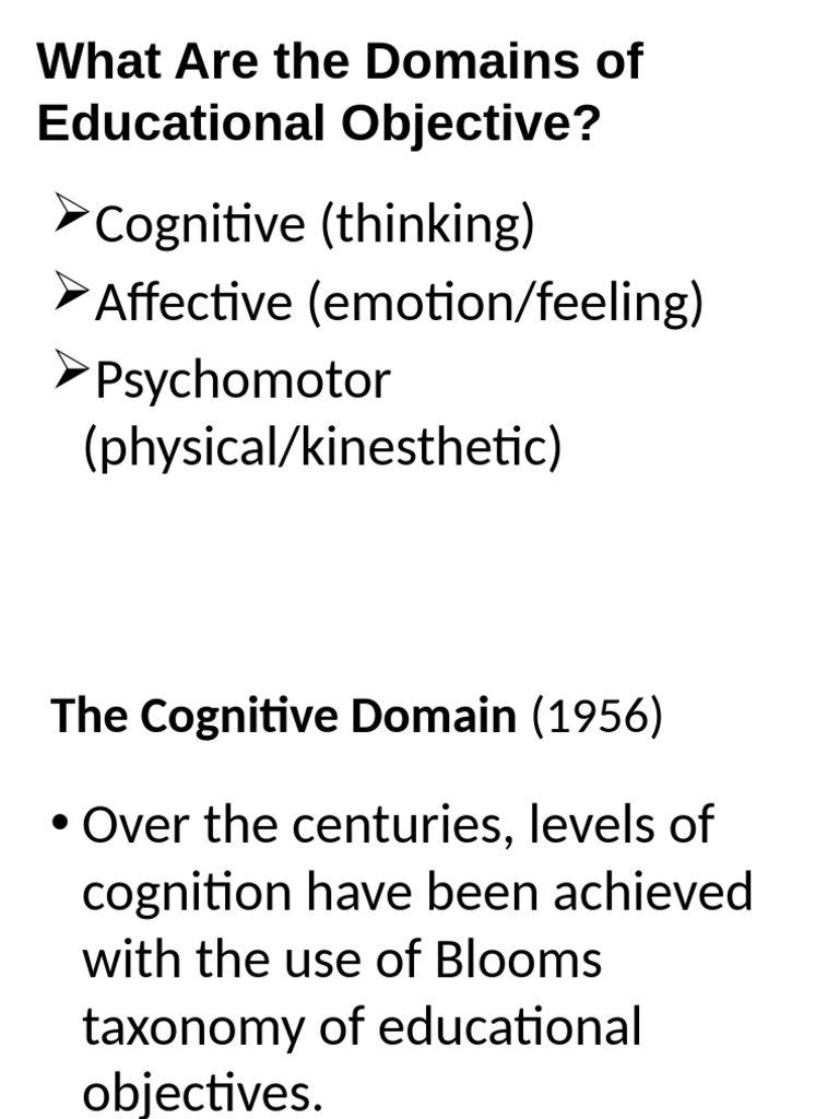 Domains of Educational Objectives Explained | PDF | Cognitive ...