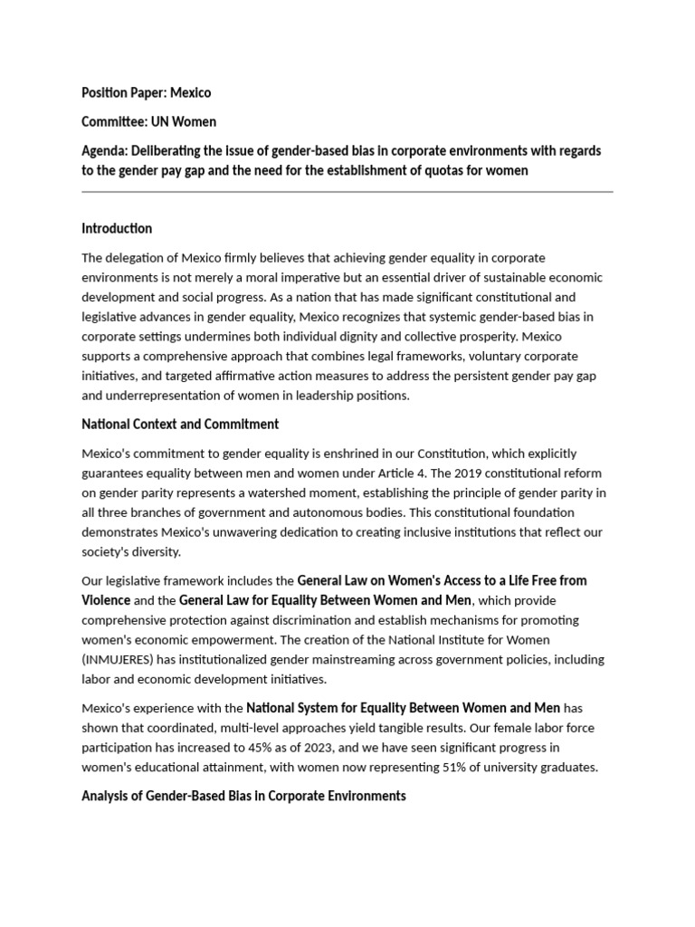 Mexico's Position on Gender Equality in Corporations | PDF | Gender ...