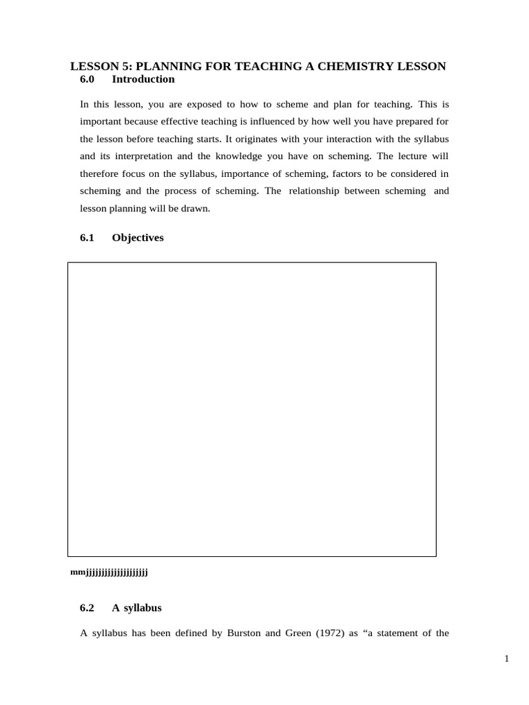 Chemistry Lesson Planning Essentials | PDF | Lesson Plan | Learning