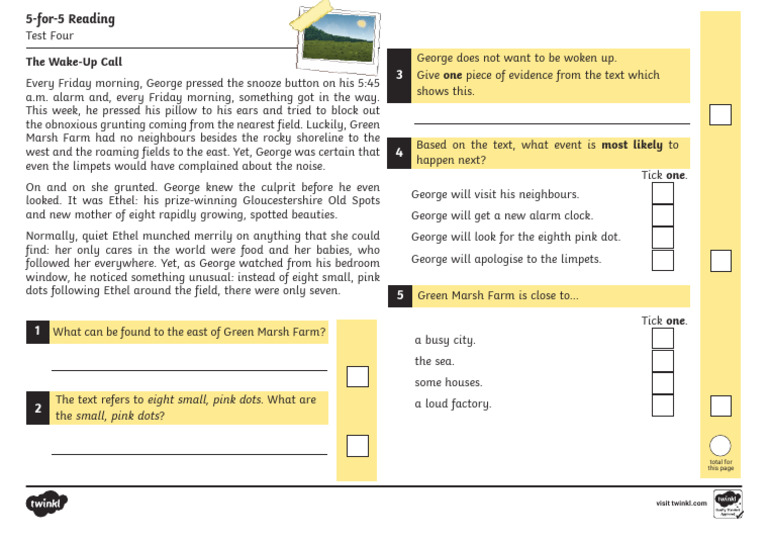 5-For-5 Reading Test Four Questions | PDF