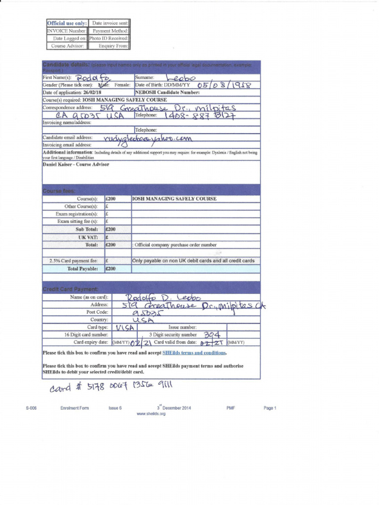 Application For Shields | PDF