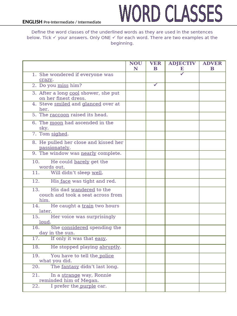 Word Classes Identification 2 | PDF