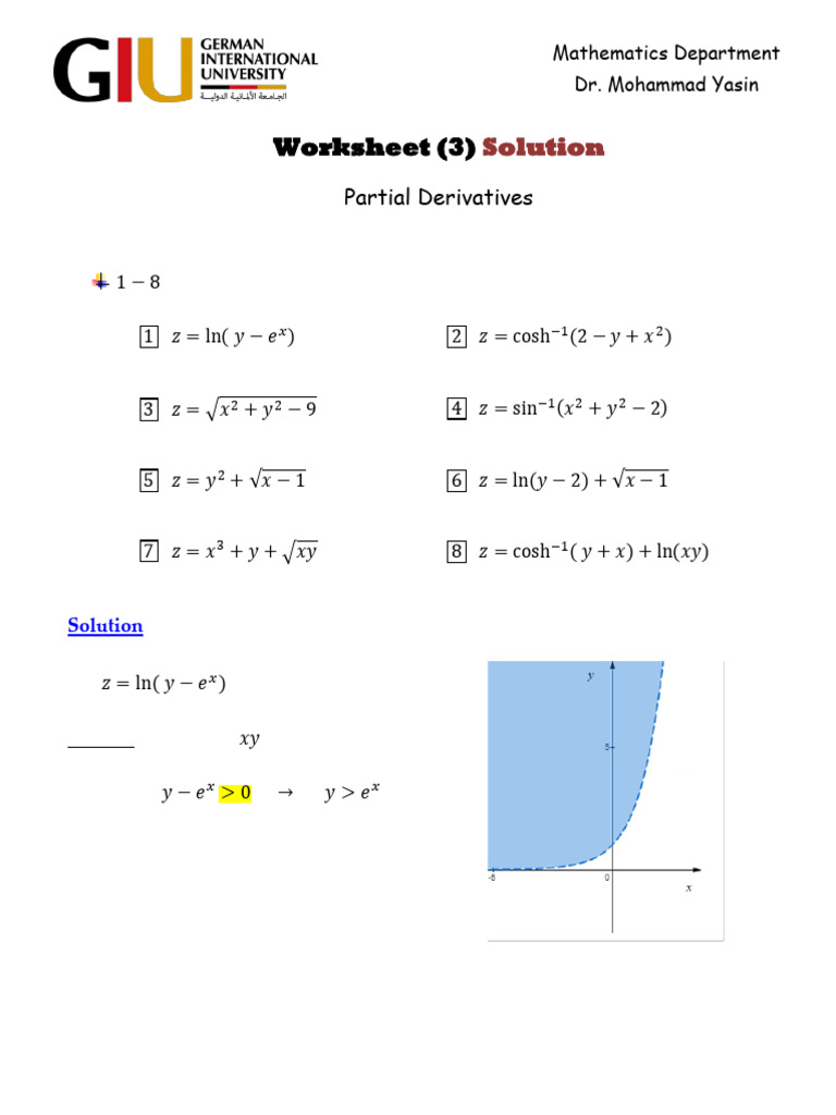 Domain and Partial Derivatives Worksheet | PDF | Geometric Measurement ...