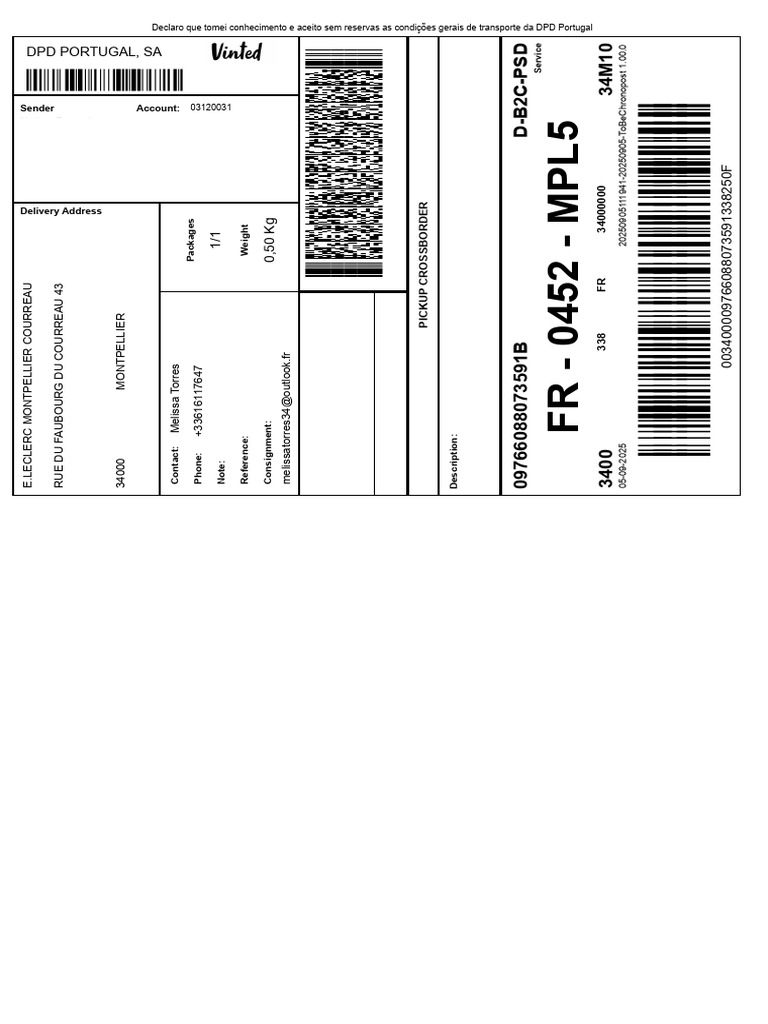 Í) L/X'C (ÈB%Î: DPD Portugal, Sa | PDF