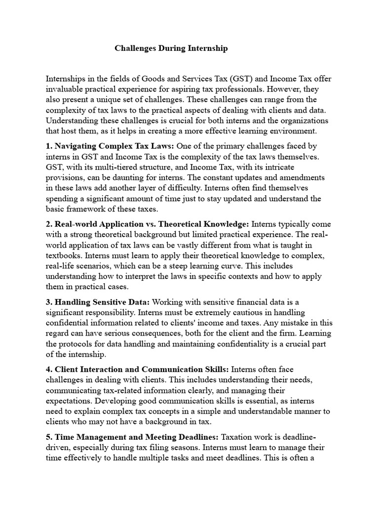 Challenges and Future Scope During Internship | PDF | Taxes ...