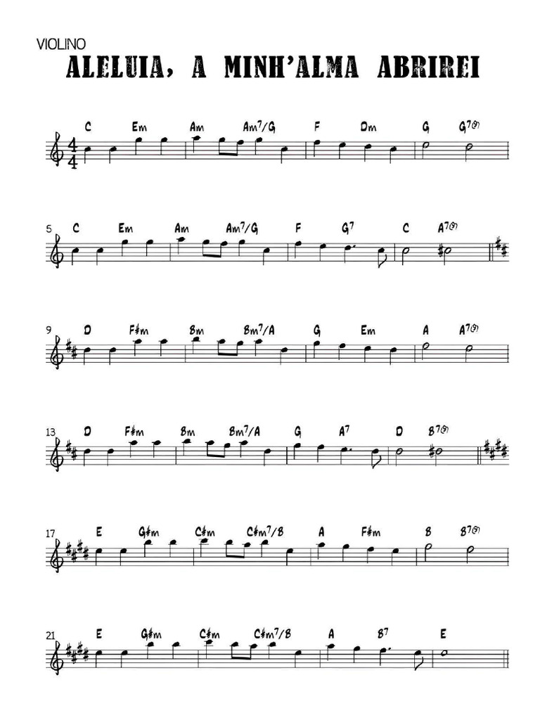 Aleluia A Minh Alma Abrirei Violin | PDF