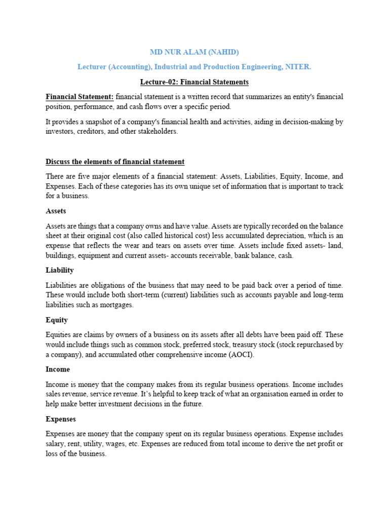 Understanding Financial Statements Essentials | PDF | Expense | Balance ...