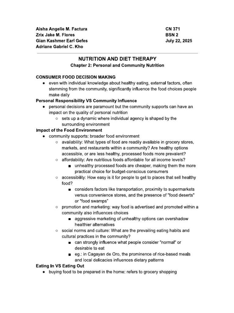 NUTRI - Chap2 Notes | PDF