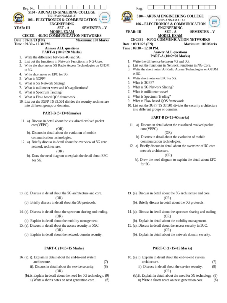 4G/5G Communication Networks Exam Paper | PDF | Computer Network ...