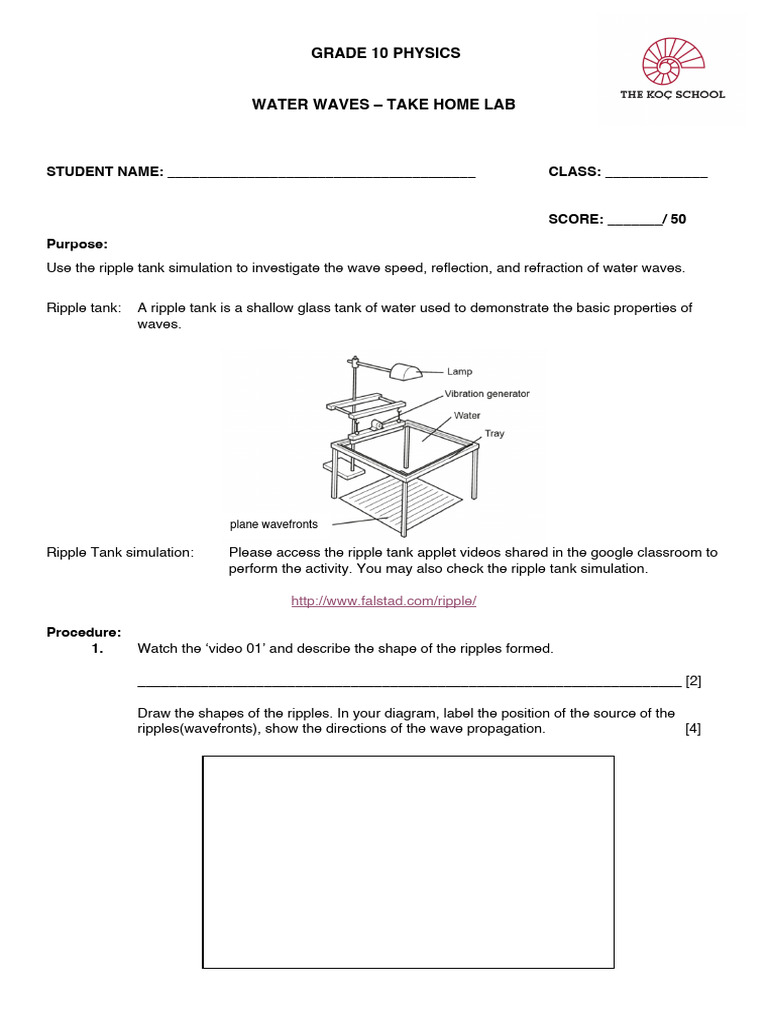Ripple Tank Experiment Guide | PDF | Refraction | Physical Phenomena