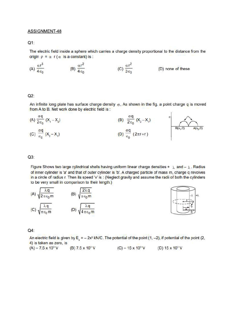 Assignment 48 - Electrostatics | PDF