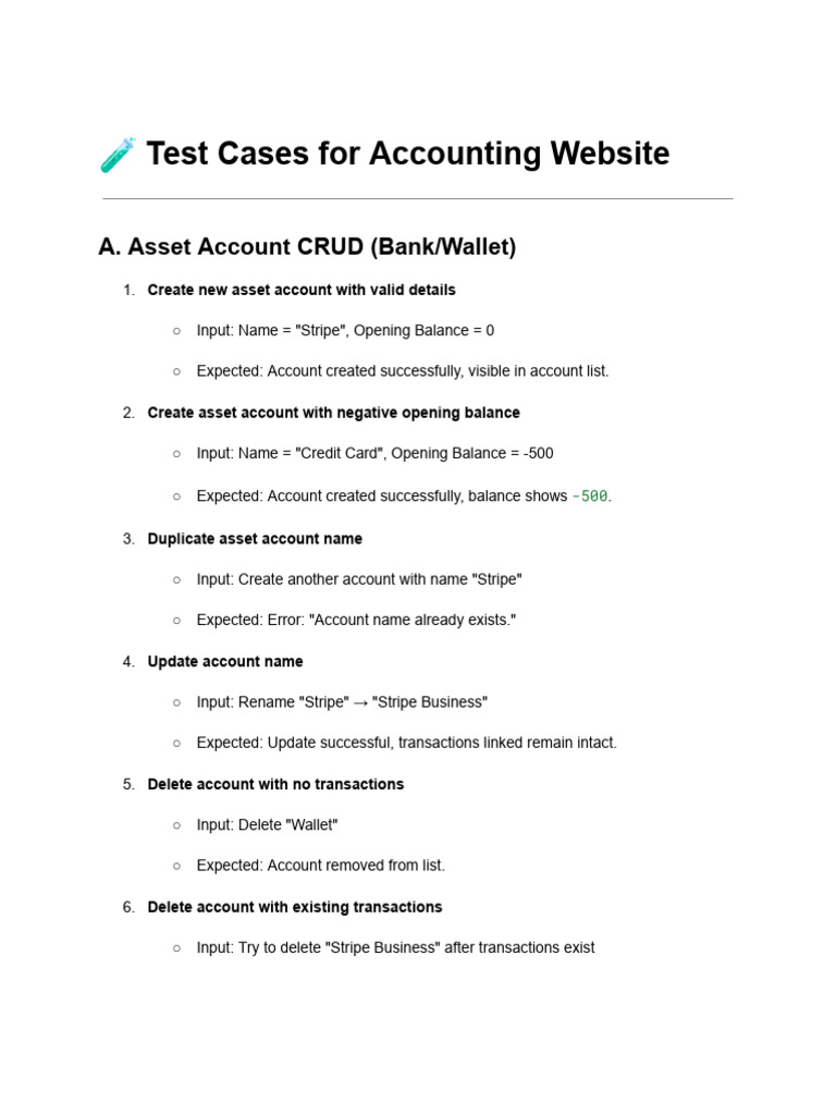 Accounting Website Test Cases Guide | PDF | Fee | Banks