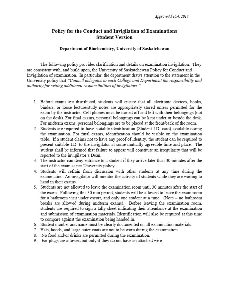 Student Version of Invigilation Policy | PDF