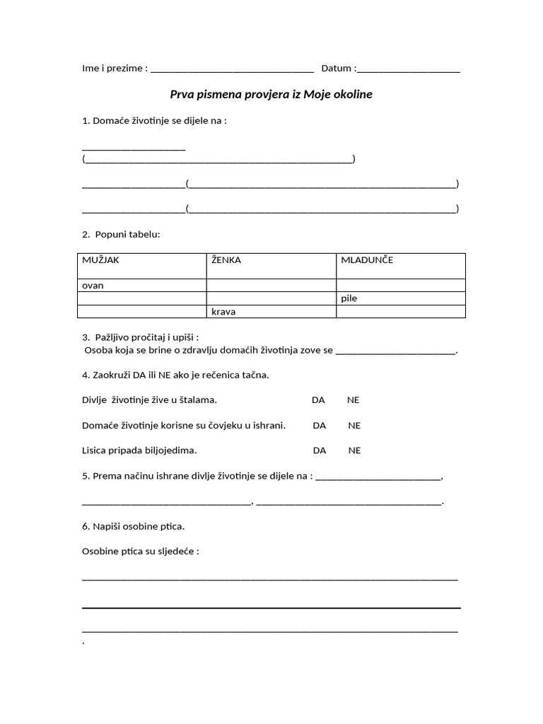 Pismena Moja Okolina | PDF