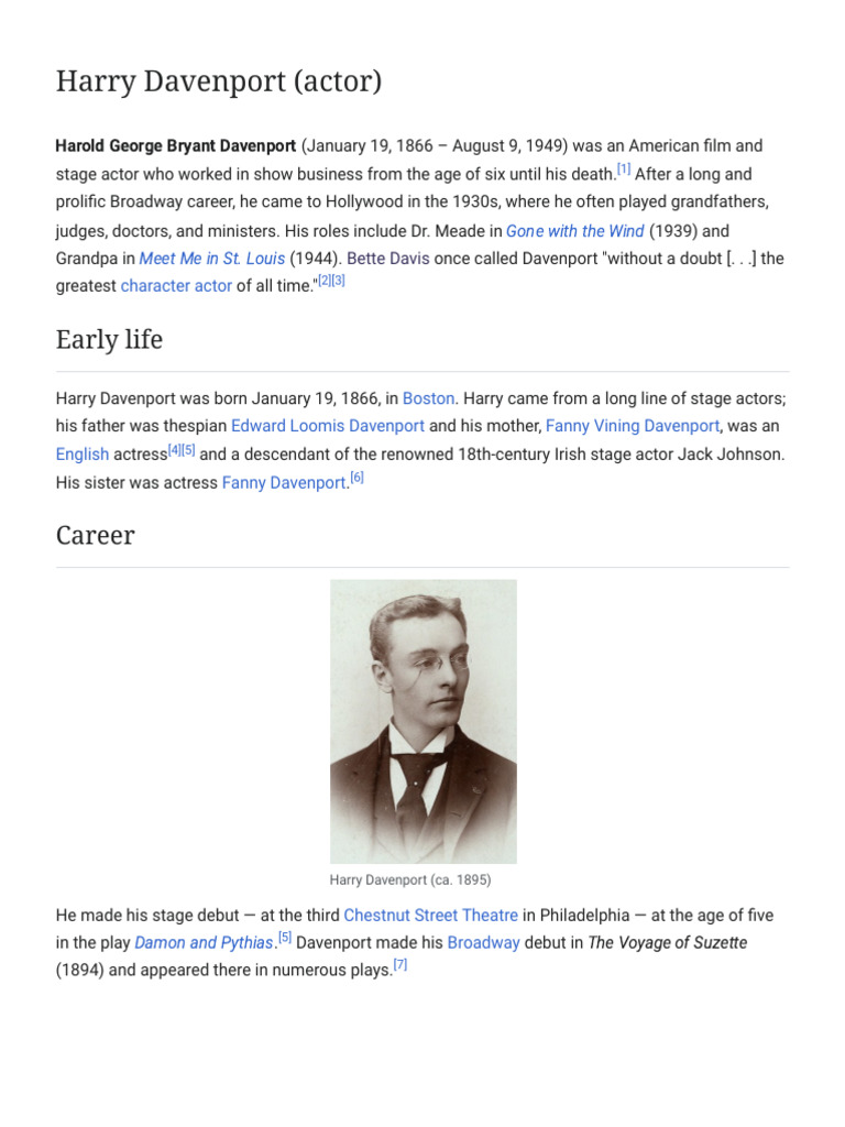 Harry Davenport: Iconic Character Actor | PDF
