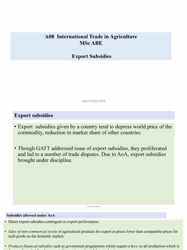 Export Subsidies Final | PDF