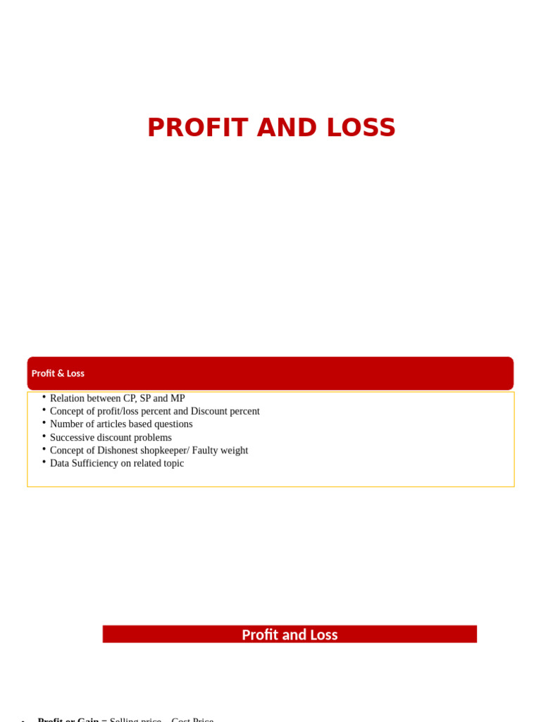 Profit and Loss | PDF | Profit (Economics) | Prices