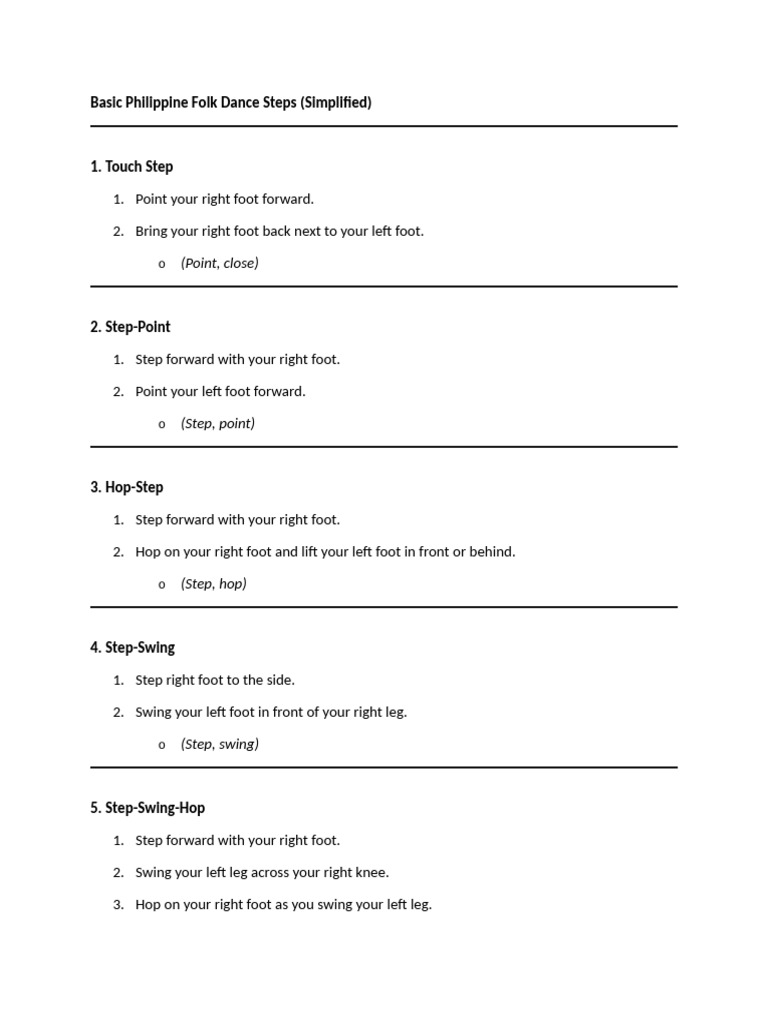 Basic Philippine Folk Dance Steps | PDF | Foot
