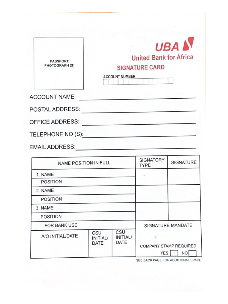 Mandate Card Form Original | PDF
