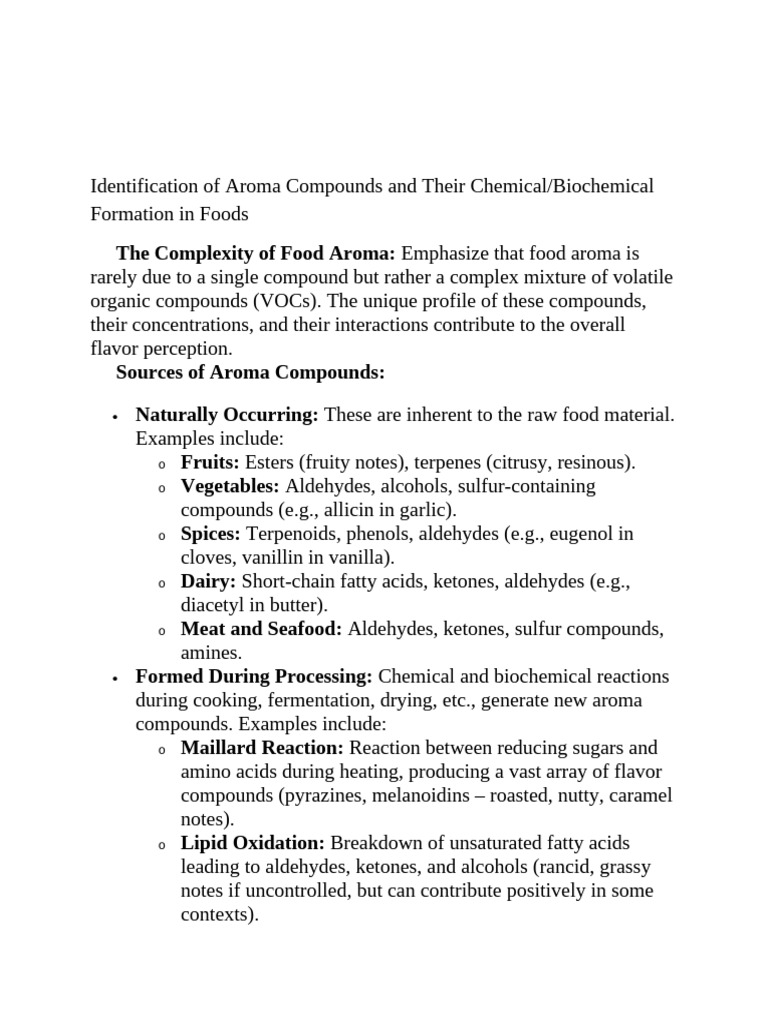Identification of Aroma Compounds and Their Chemical-Biochemical ...
