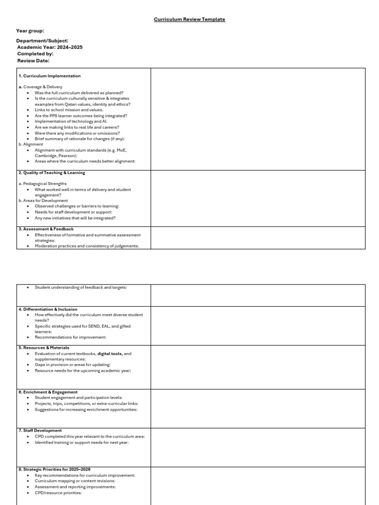 Curriculum Review | PDF