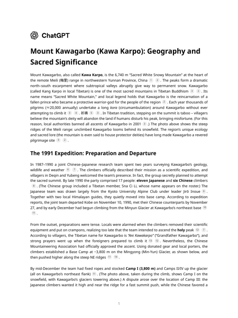 Tragedy on Mount Kawagarbo: 1991 Expedition | PDF | Mountains ...