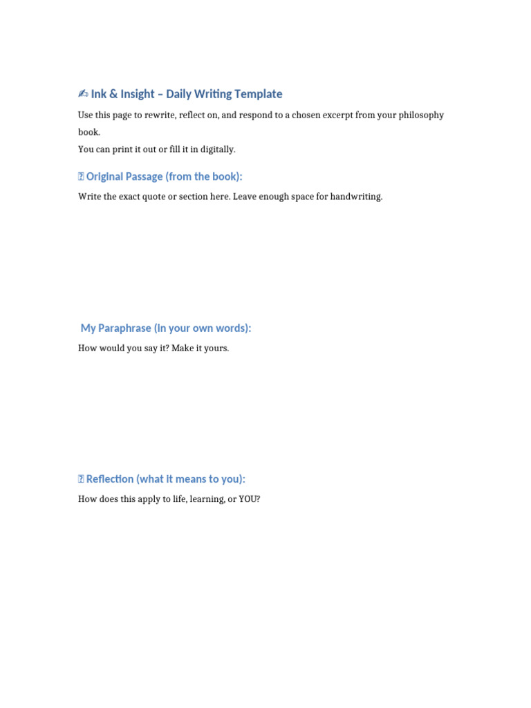 Ink and Insight Writing Template | PDF