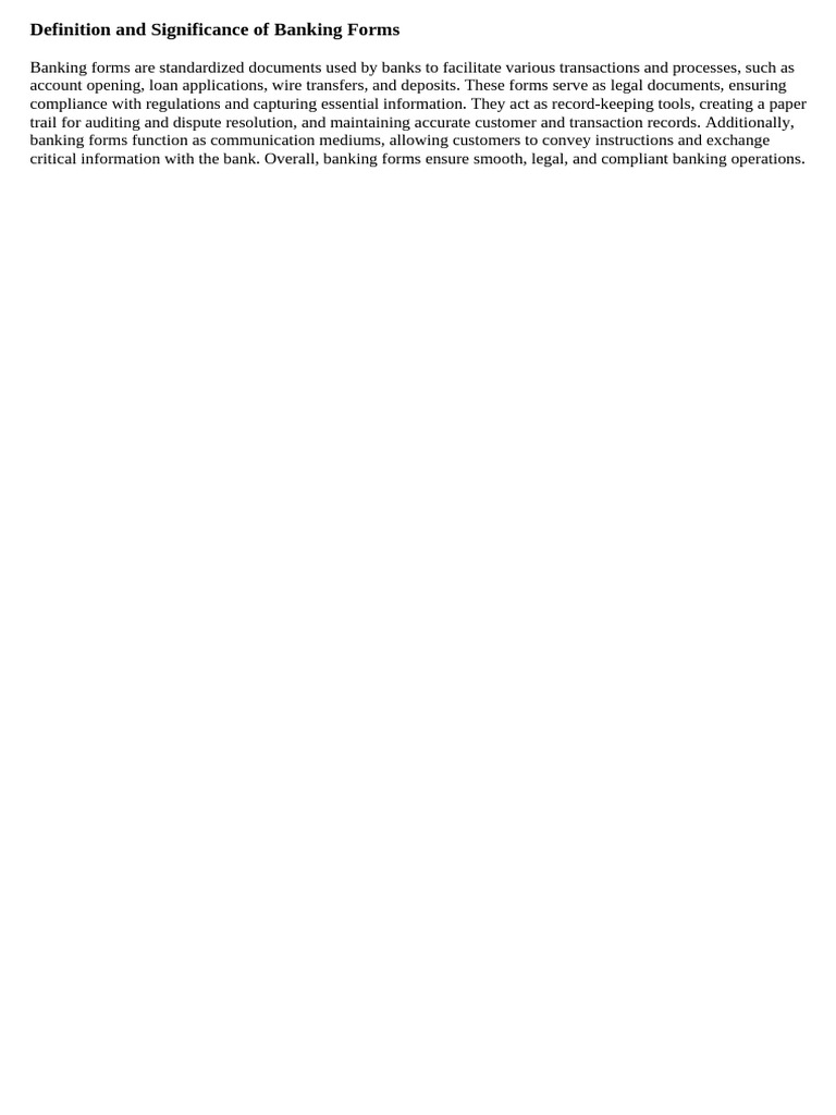 Definition and Significance of Banking Forms | PDF