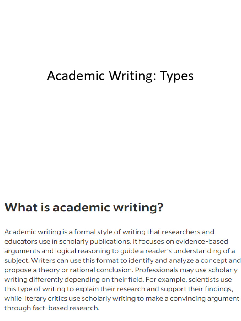 Academic Writing - Definition and Types | PDF | Thesis | Methodology