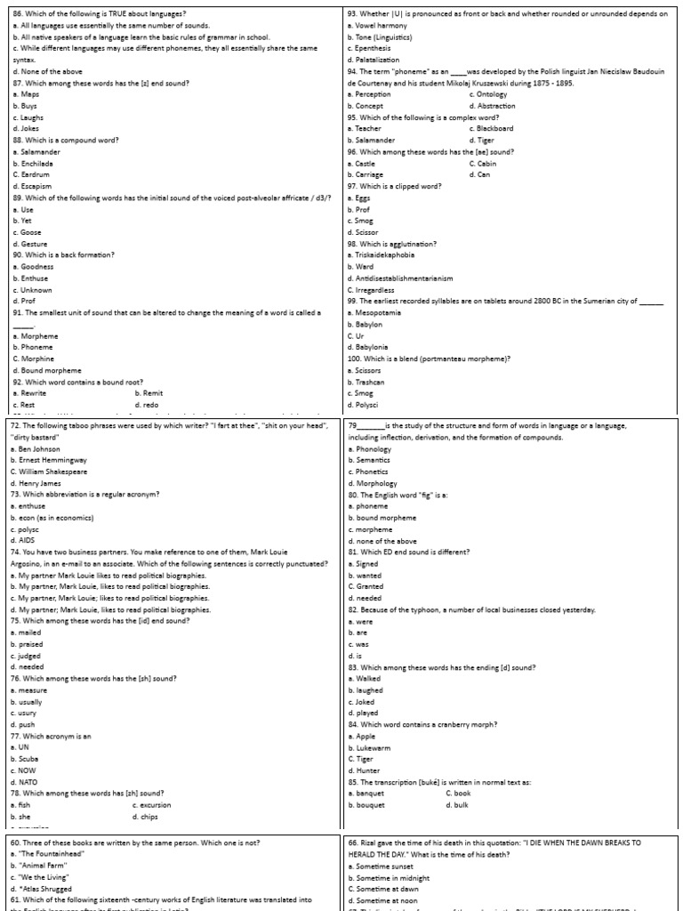ENG MAJOR REVIEWER | PDF | Word | Sumer