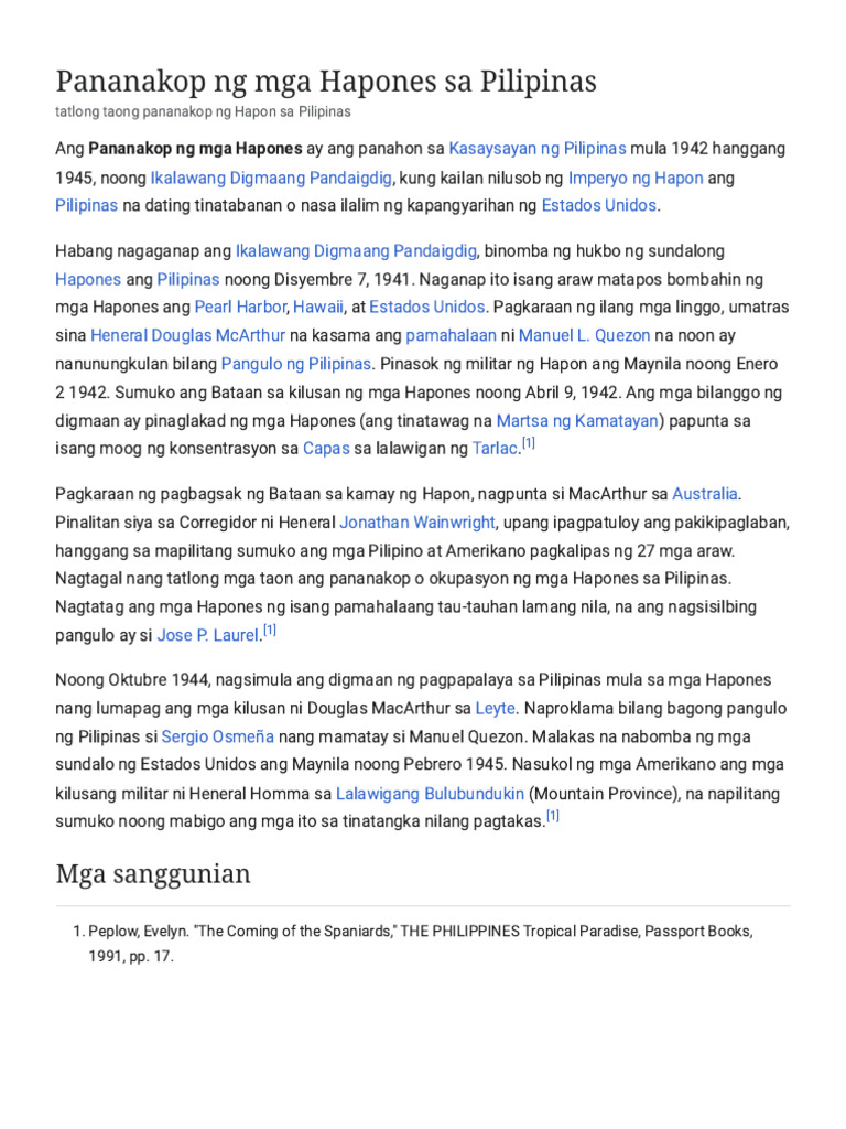 Pananakop NG Mga Hapones Sa Pilipinas - Wikipedia, Ang Malayang ...