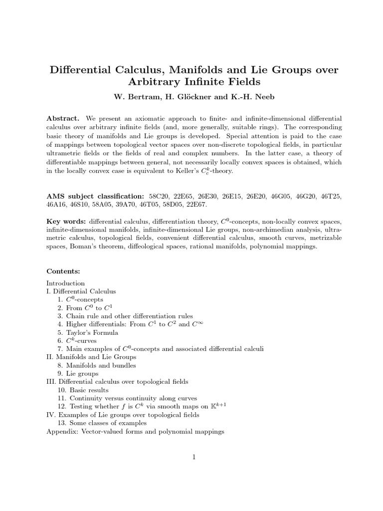 (Ebook - Mathematics) - Differential Calculus, Manifolds & Lie Groups-03 - Neeb | PDF ...