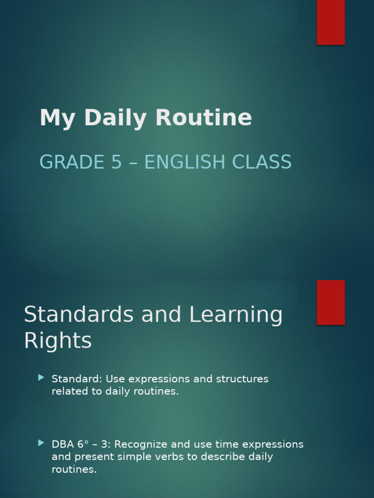 Daily Routines: Grade 5 English Guide | PDF