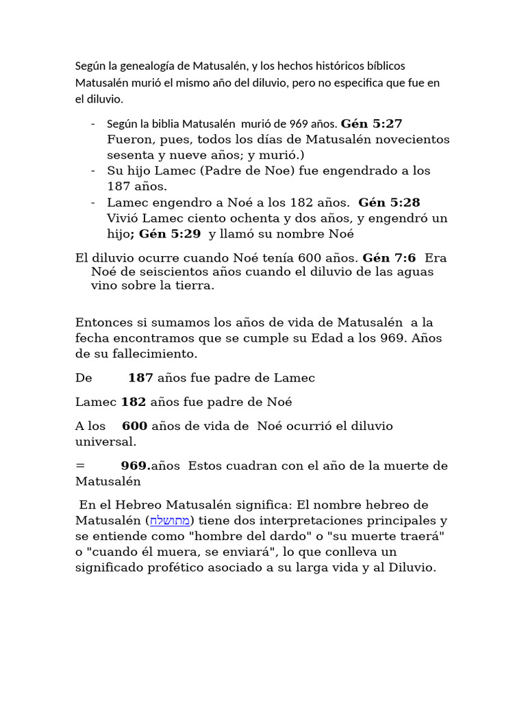 Según La Genealogía de Matusalén | PDF
