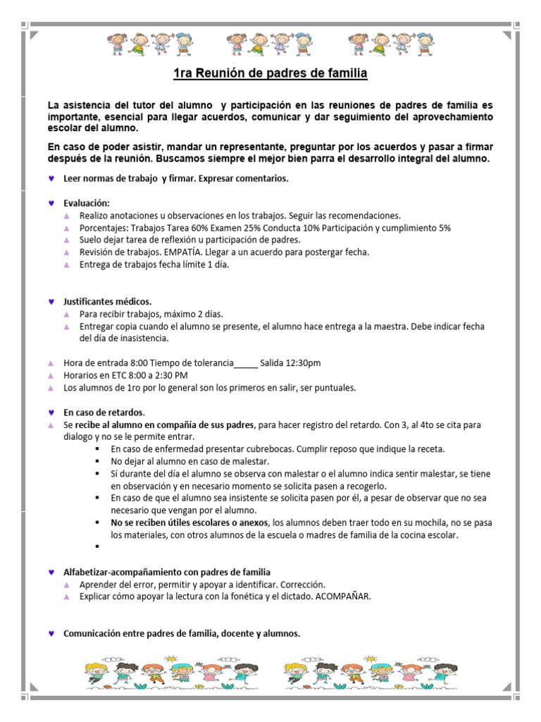 Reunión de Padres de Familia | PDF