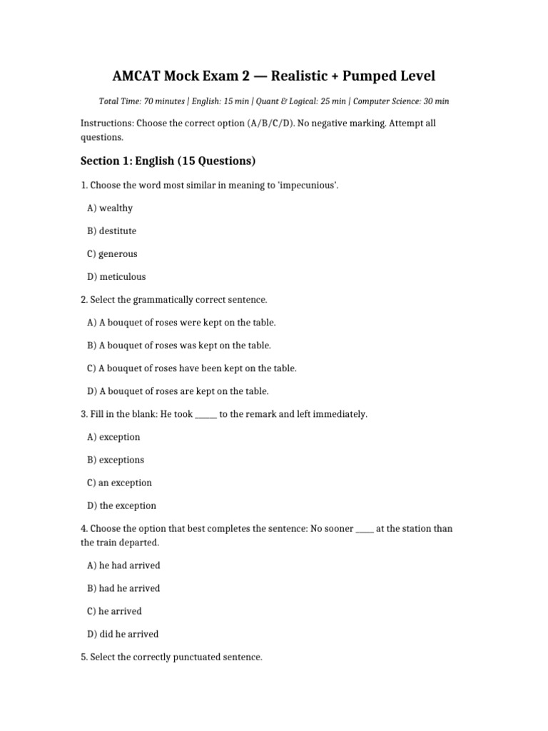 AMCAT Mock 2 Question Paper | PDF | Algorithms And Data Structures | Computer Programming
