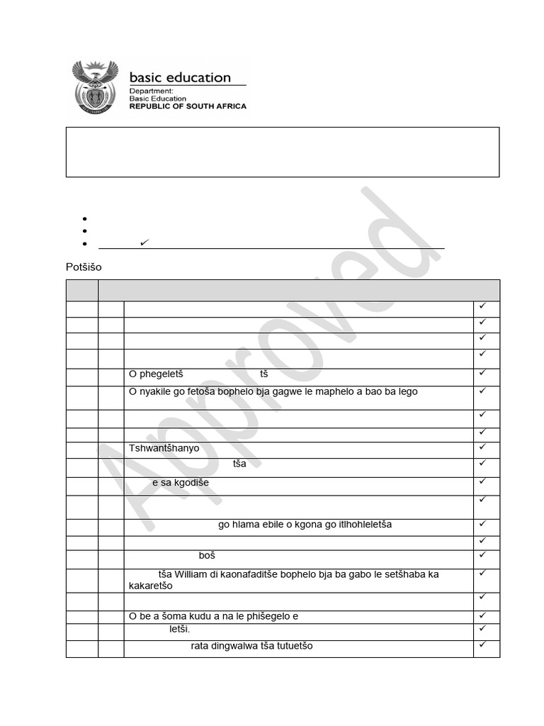 Grade 9 Sepedi HL Memo | PDF