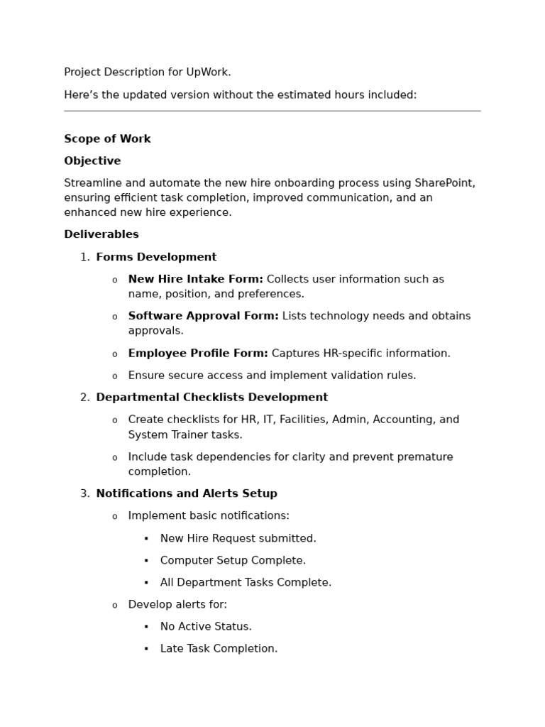 Project Description for UpWork | PDF | Share Point | Computing