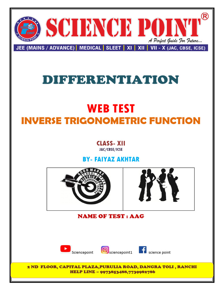 Differentiation Test for Inverse Trigonometric Functions | PDF
