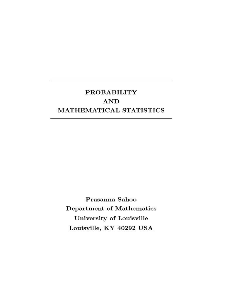 Probability and Mathematical Statistics | PDF