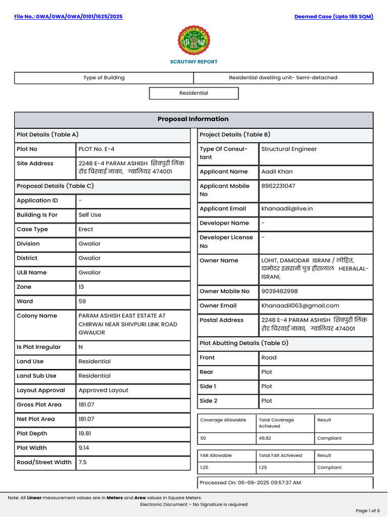 Gwalior Residential Building Scrutiny Report | PDF | Stairs ...