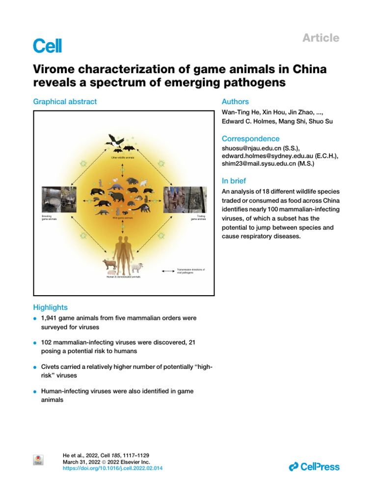 Virome Characterization of Game Animals in China Reveals A Spectrum of ...