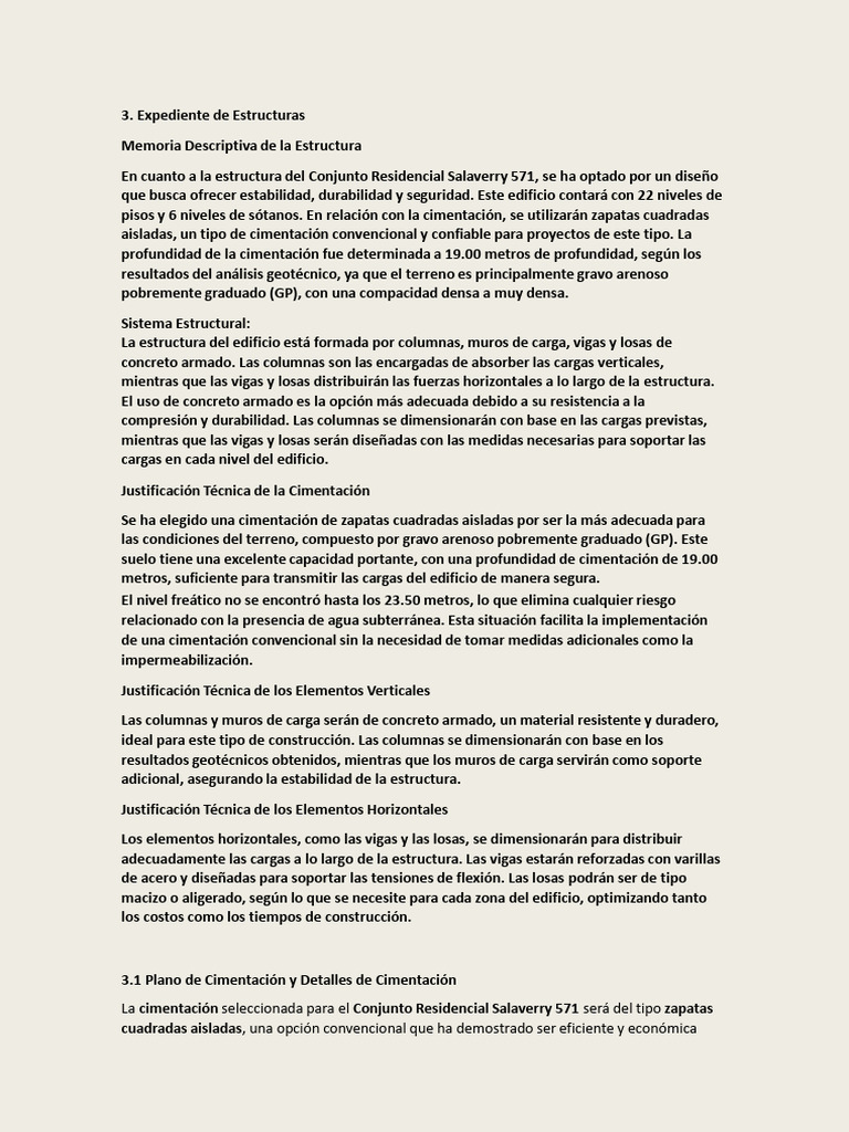 Expediente de Estructura Final | PDF | Fundación (Ingeniería) | Hormigón