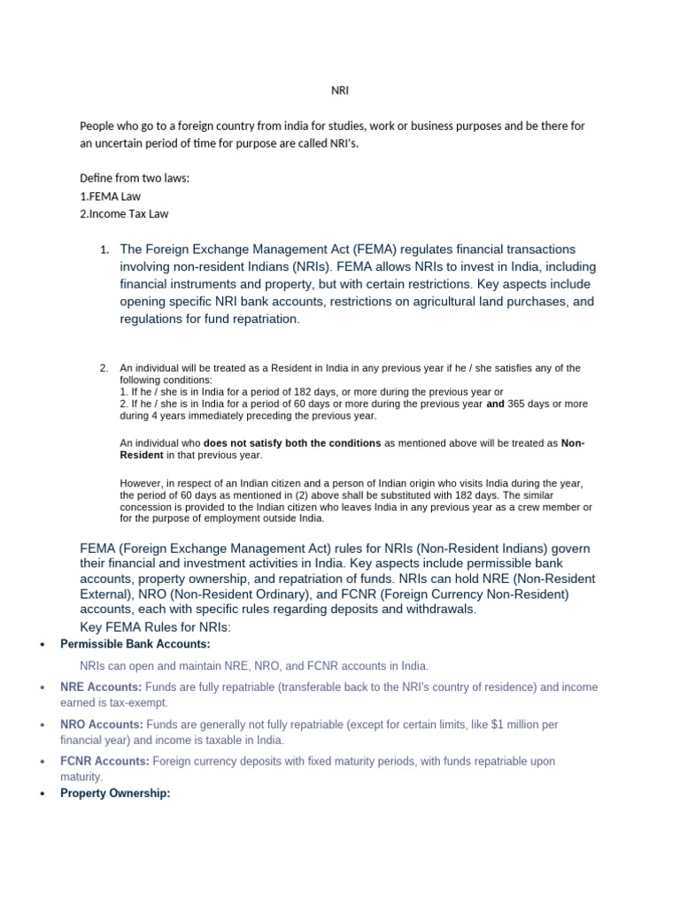 NRE Account | PDF | Reserve Bank Of India | Investing