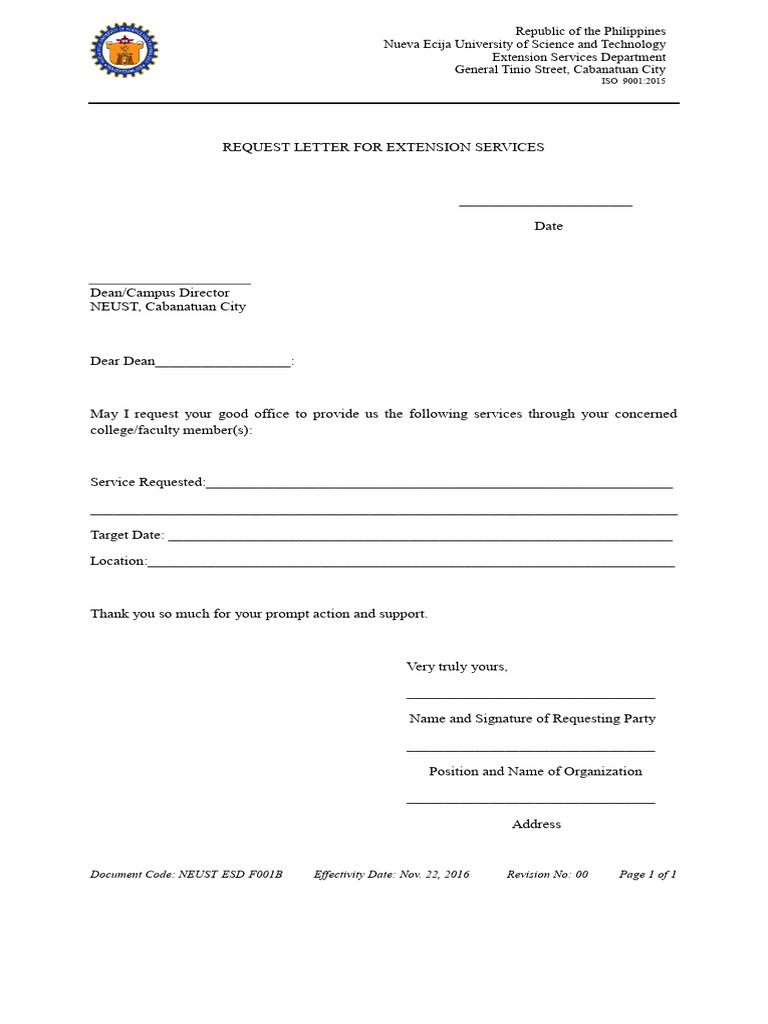 Request for Extension Services Form | PDF